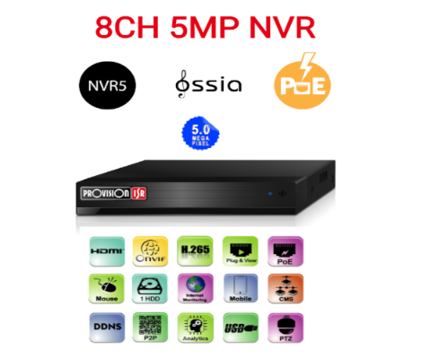 מערכת הקלטה לשמונה מצלמות Provision 5mp NVR5-8200PX POE | פאן פה ...